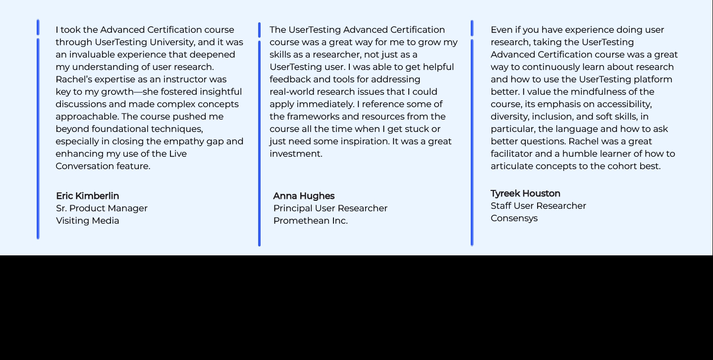 Learn | UserTesting University | Connect with UserTesting