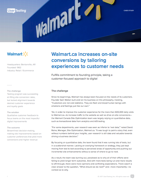 UserTesting success story: Walmart Canada | UserTesting Blog
